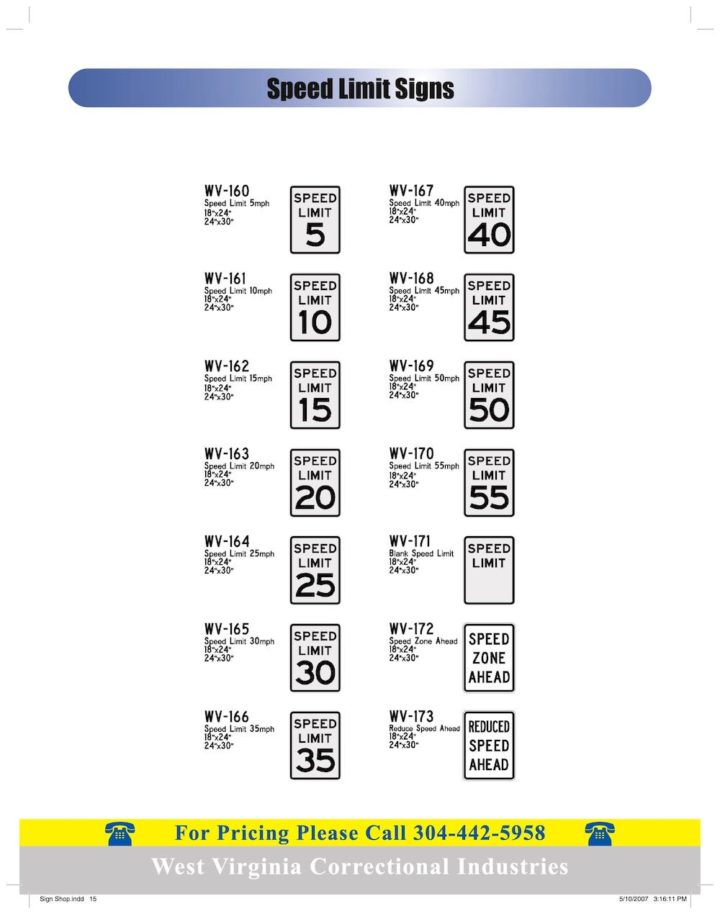 Speed Limit Signs - West Virginia Correctional Industries
