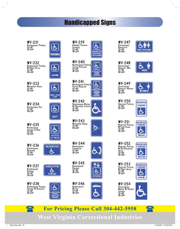 Handicapped Signs - West Virginia Correctional Industries